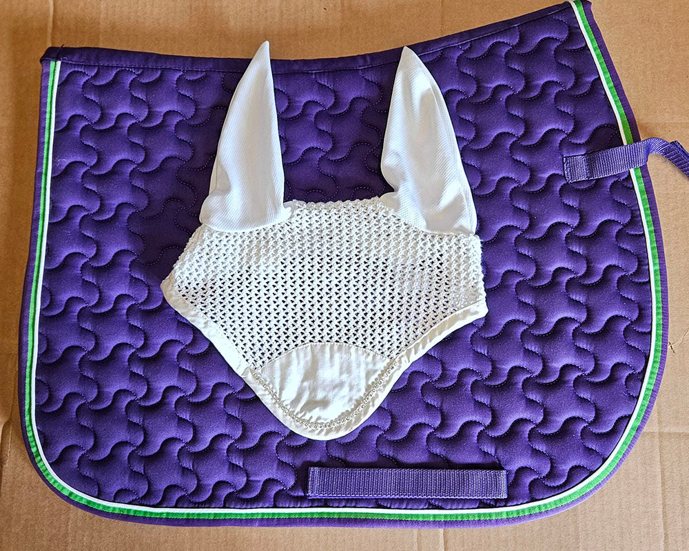 AP Pad Purple w/ lime/white piping w/ lime fly veil-CLEARANCE – Classic ...